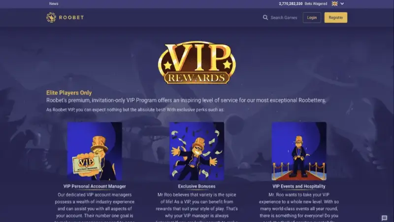 Roobet VIP Club » Guide to Roobet VIP Reward Program